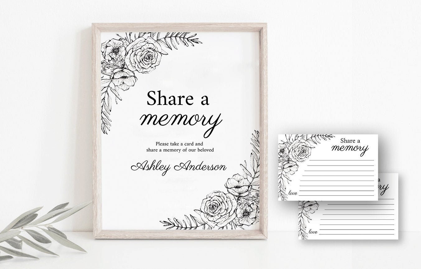 Share a Memory Funeral Sign and Share a Memory Card Funeral | Etsy