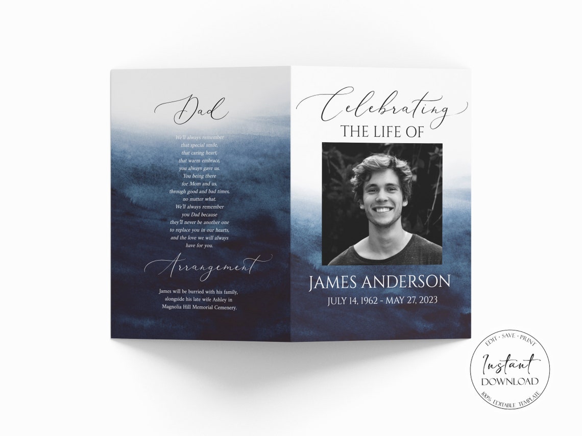 8 Page Funeral Program Template Celebration of Life Program - Etsy