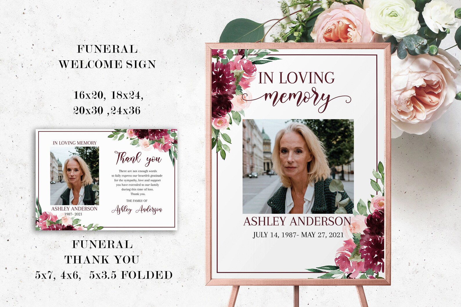 Editable Red Roses Funeral Bundle Red Memorial Package | Etsy