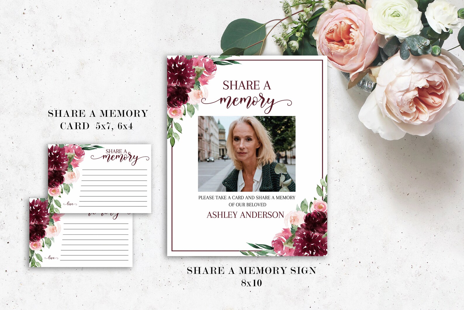 Editable Red Roses Funeral Bundle Red Memorial Package - Etsy