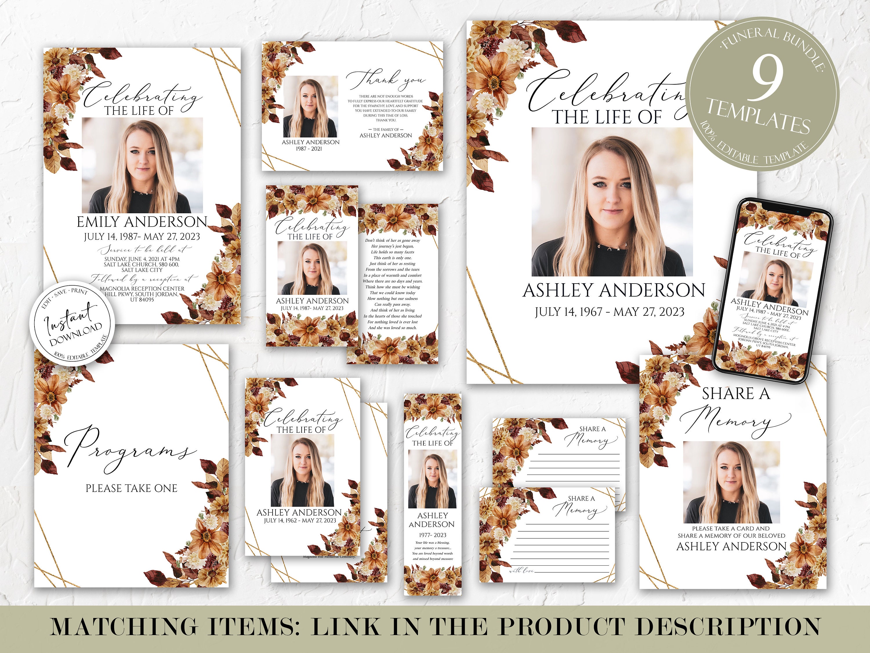 Editable Funeral Prayer Cards Template Printable Fall - Etsy