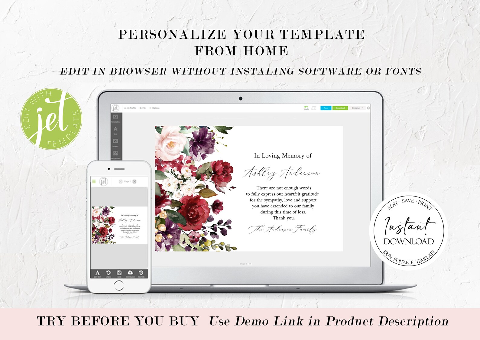 Red Roses Funeral Thank You in Loving Memory of Funeral Thank | Etsy