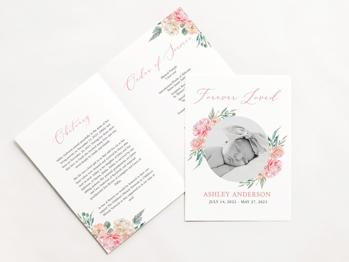 Baby Funeral Program Funeral Service Program Template for - Etsy