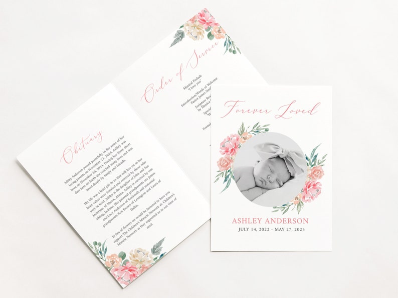 Baby Funeral Program Funeral Service Program Template for - Etsy