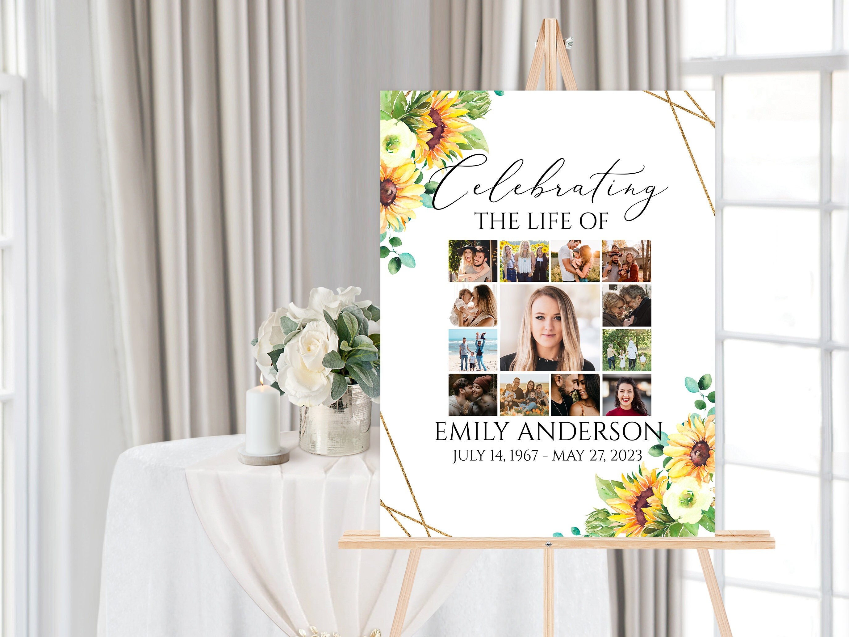 Celebration of Life Photos Collage Funeral Welcome Sign | Etsy