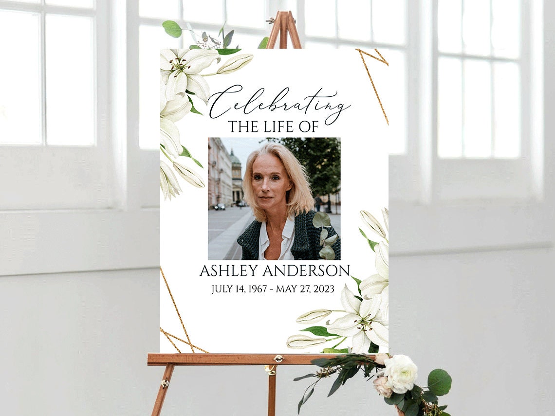 Celebration of Life Welcome Sign White Lilies Funeral Welcome - Etsy