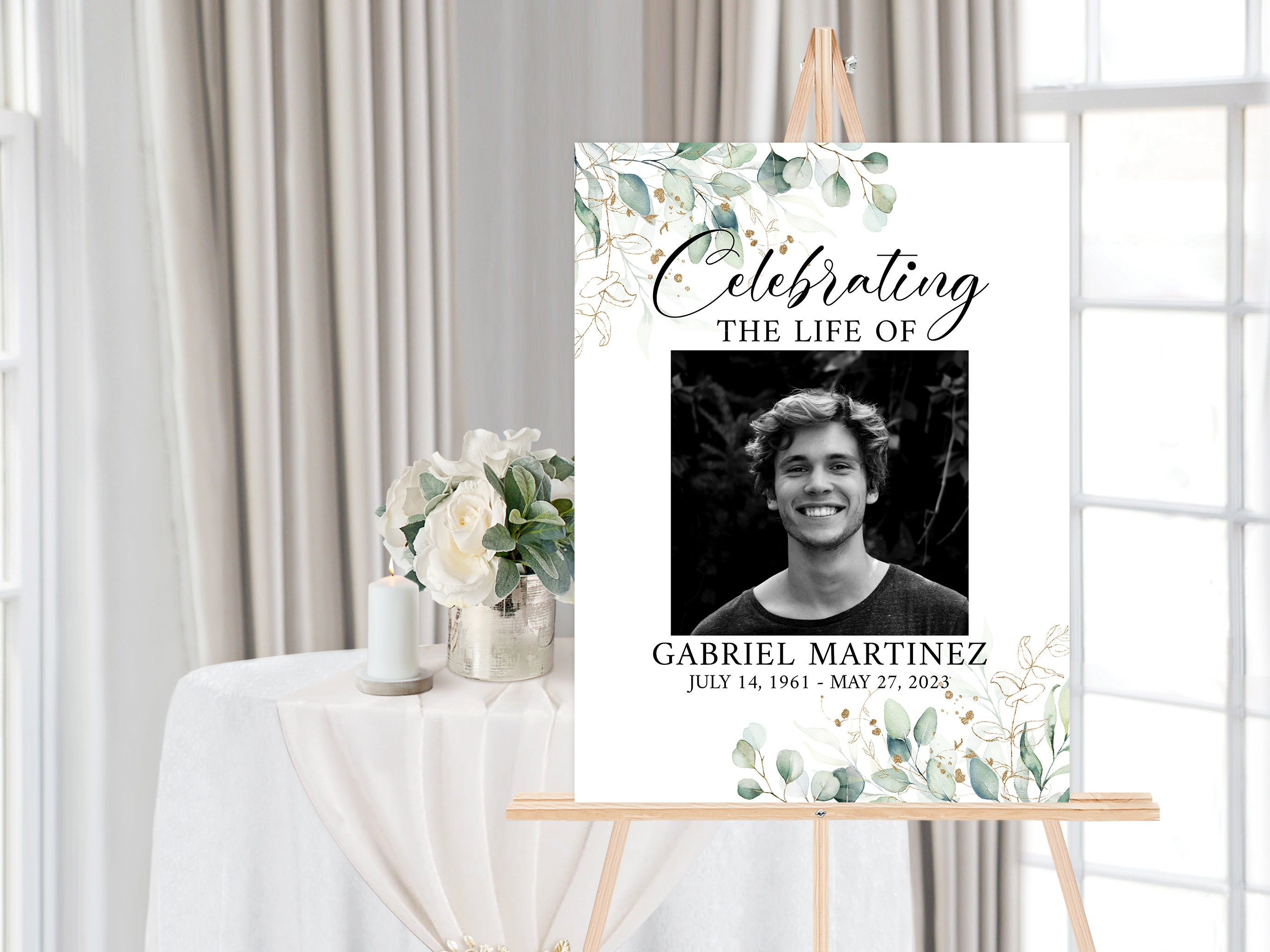 Editable Greenery Funeral Welcome Sign Celebration of Life - Etsy