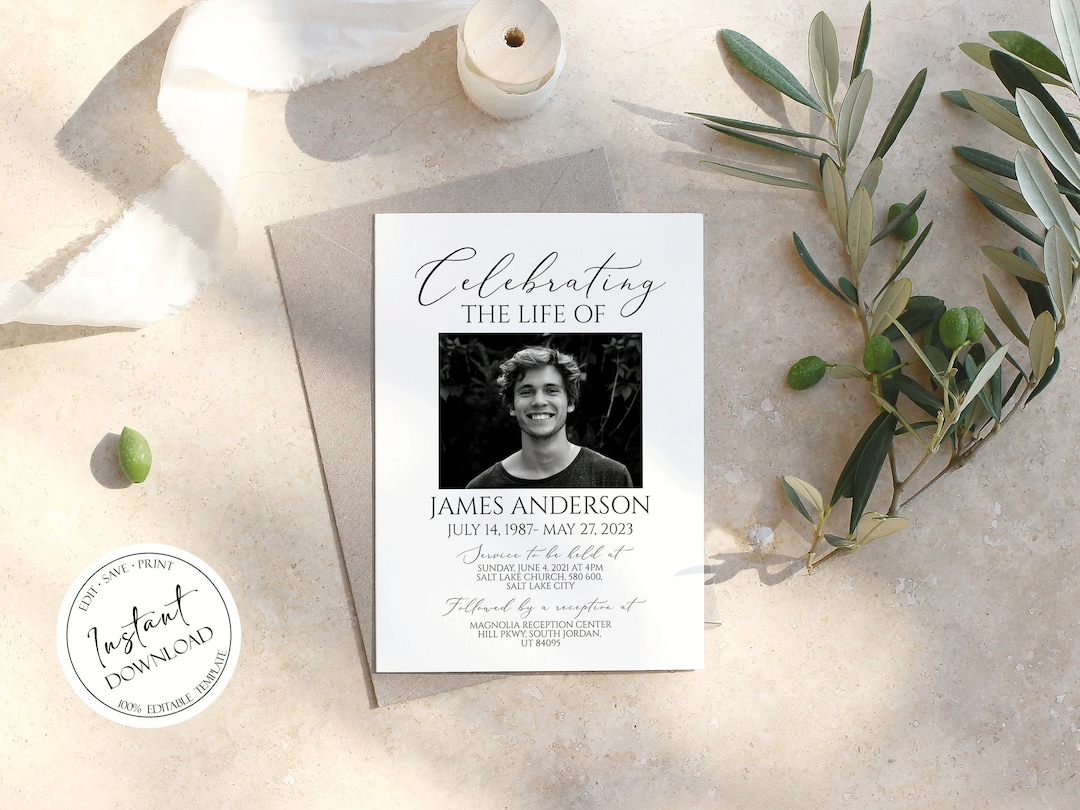 Celebration of Life Invitation, Funeral Invitations, Funeral ...