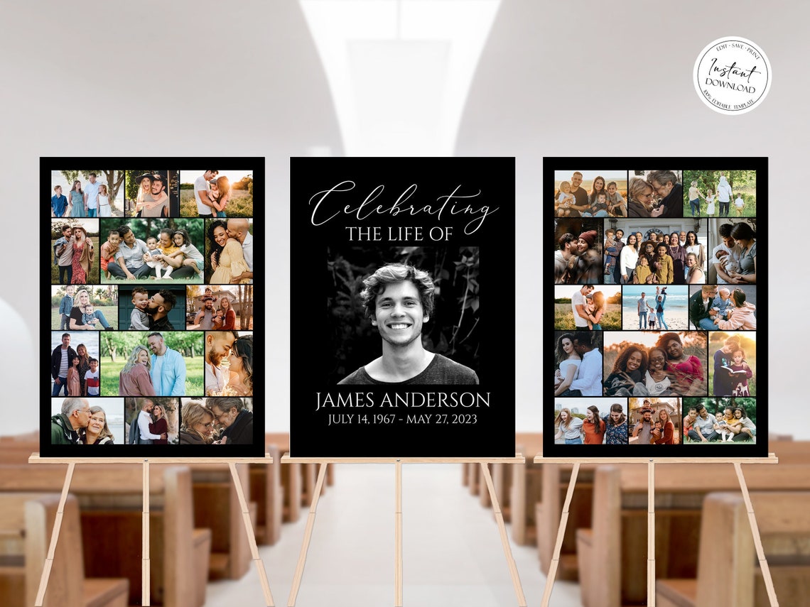 Celebration of Life Funeral Poster Editable Black Photo - Etsy