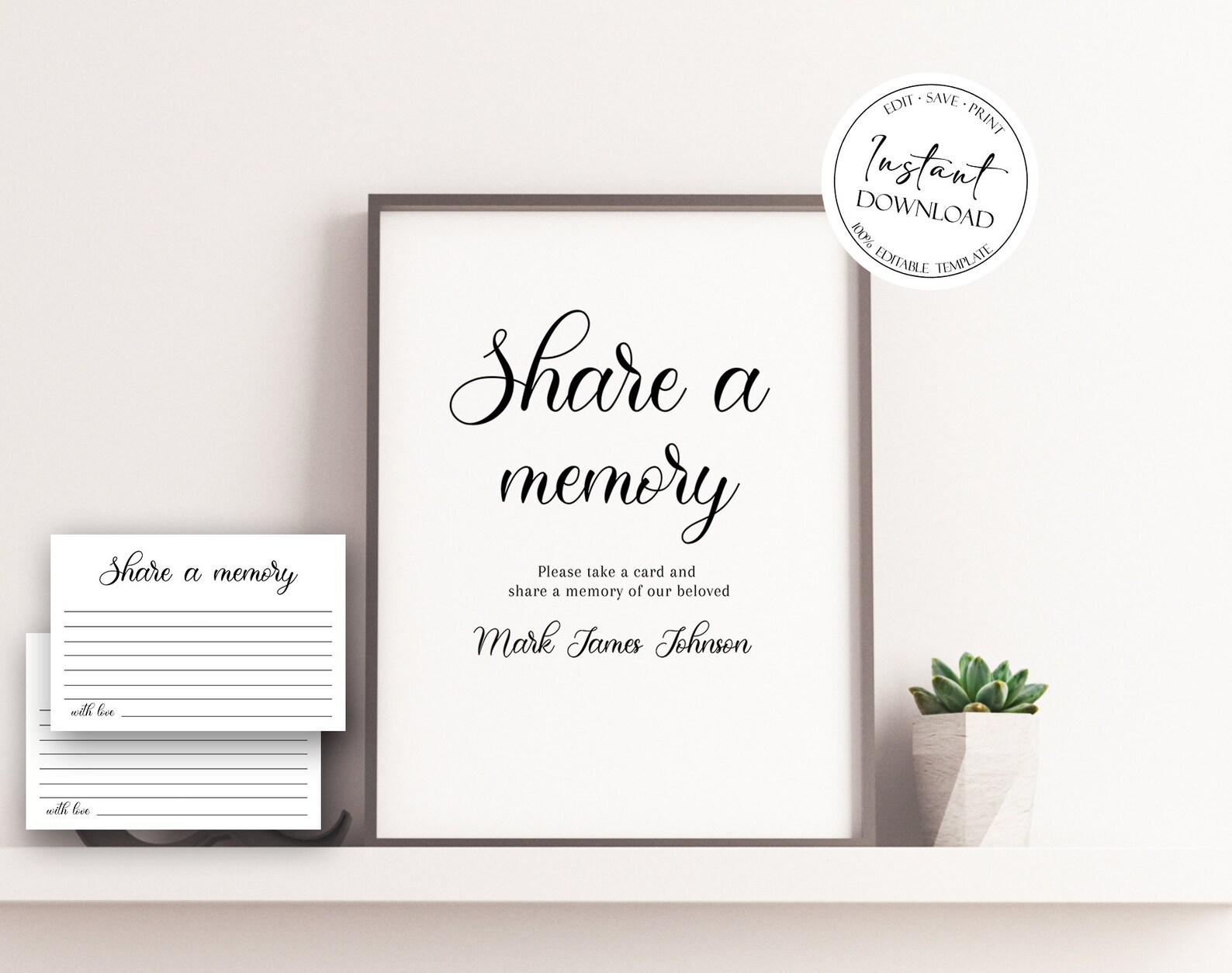 Share a Memory Funeral Sign Share a Memory Card Simple - Etsy