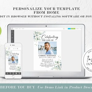 Greenery Watercolor Funeral Bundle, Greenery Memorial Package ...