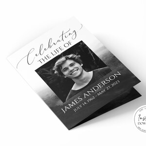 Celebration of Life Black Funeral Program, Black Watercolor Funeral ...