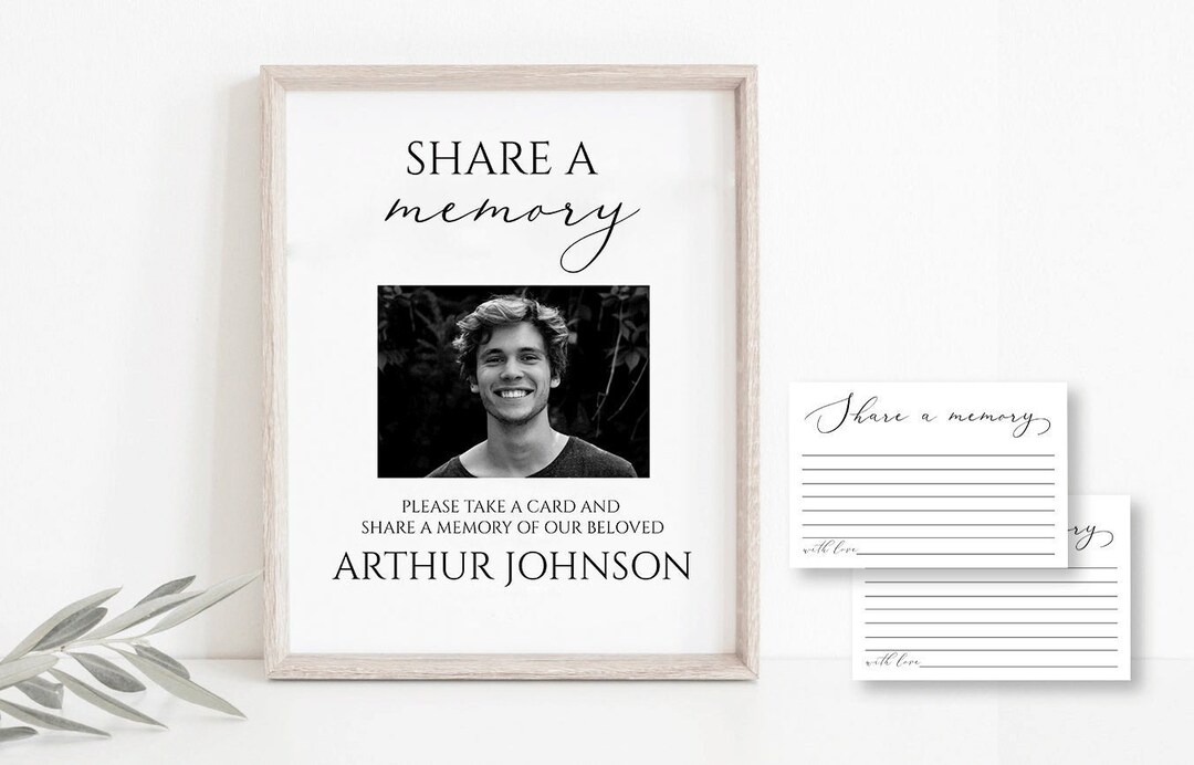 Share a Memory Funeral Sign and Share a Memory Card, Simple Funeral ...