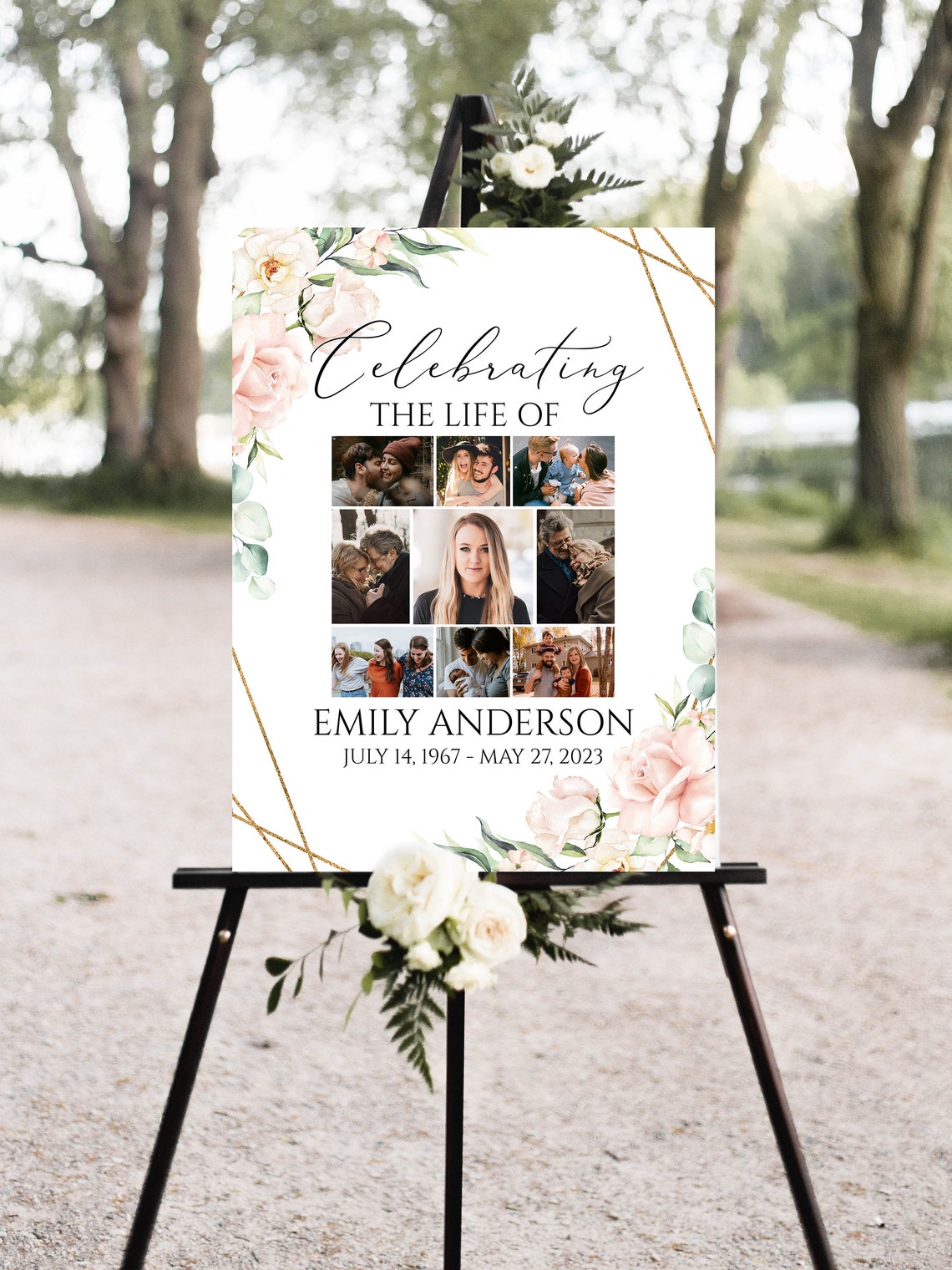 Celebration of Life Photo Collage Funeral Welcome Sign Blush - Etsy