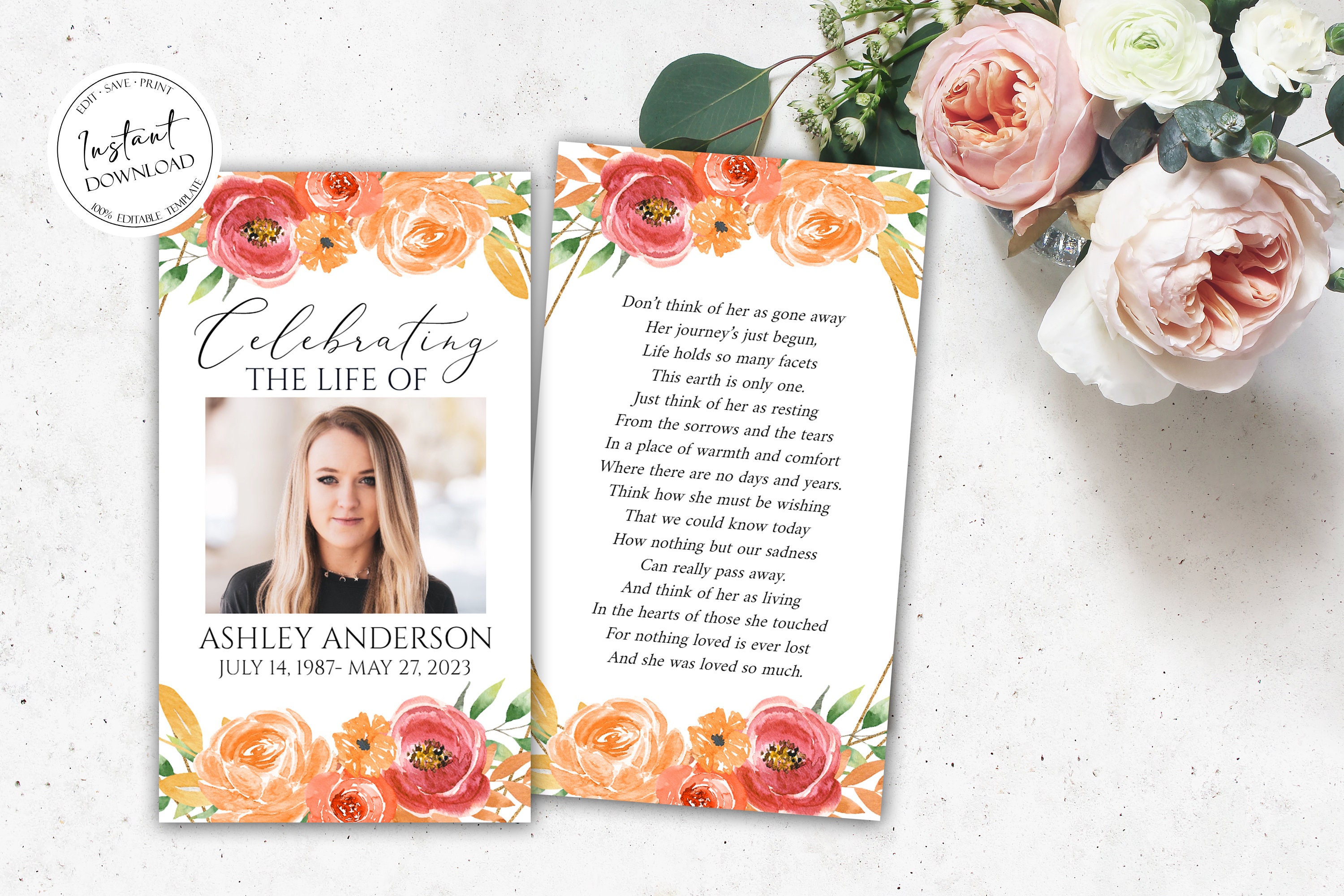 Editable Funeral Prayer Cards Template Printable Fall - Etsy