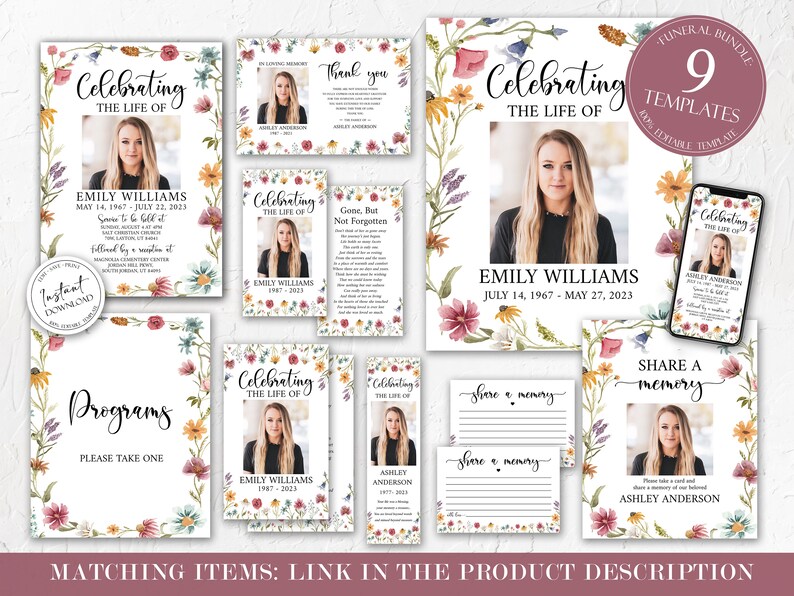 Wildflower Share a Memory Cards, Meadow Wildflower Funeral Memory Cards ...