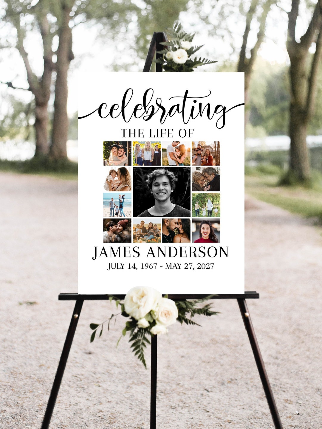 Celebration of Life Multiple Photos Funeral Welcome Sign, Editable ...