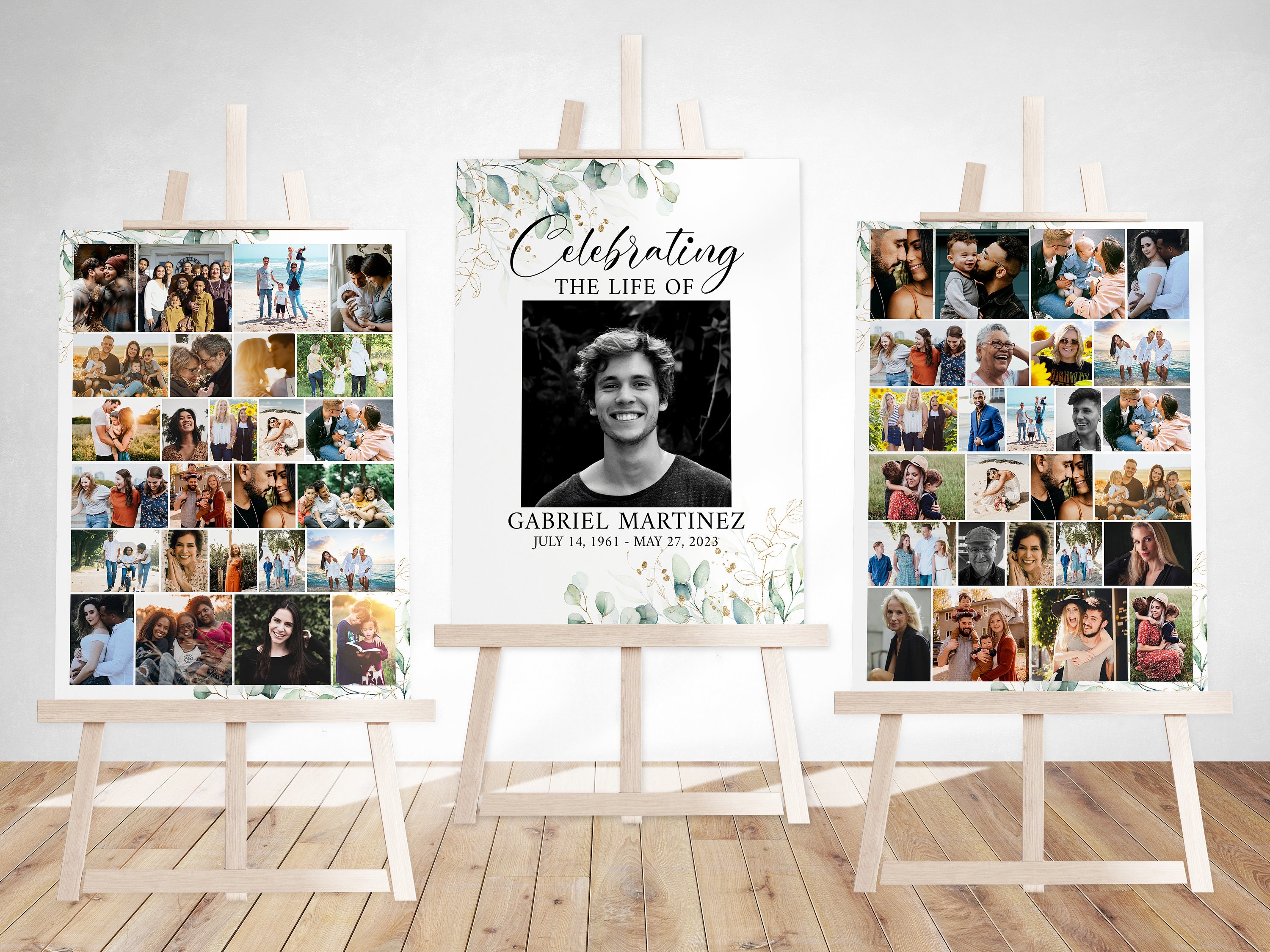 Celebration of Life Funeral Poster, Editable Photo Collage Funeral ...