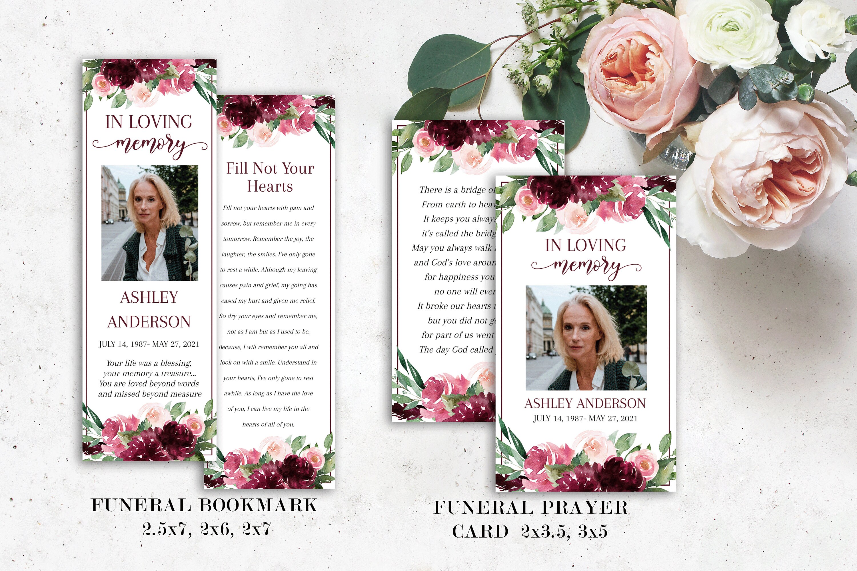 Editable Red Roses Funeral Bundle Red Memorial Package | Etsy