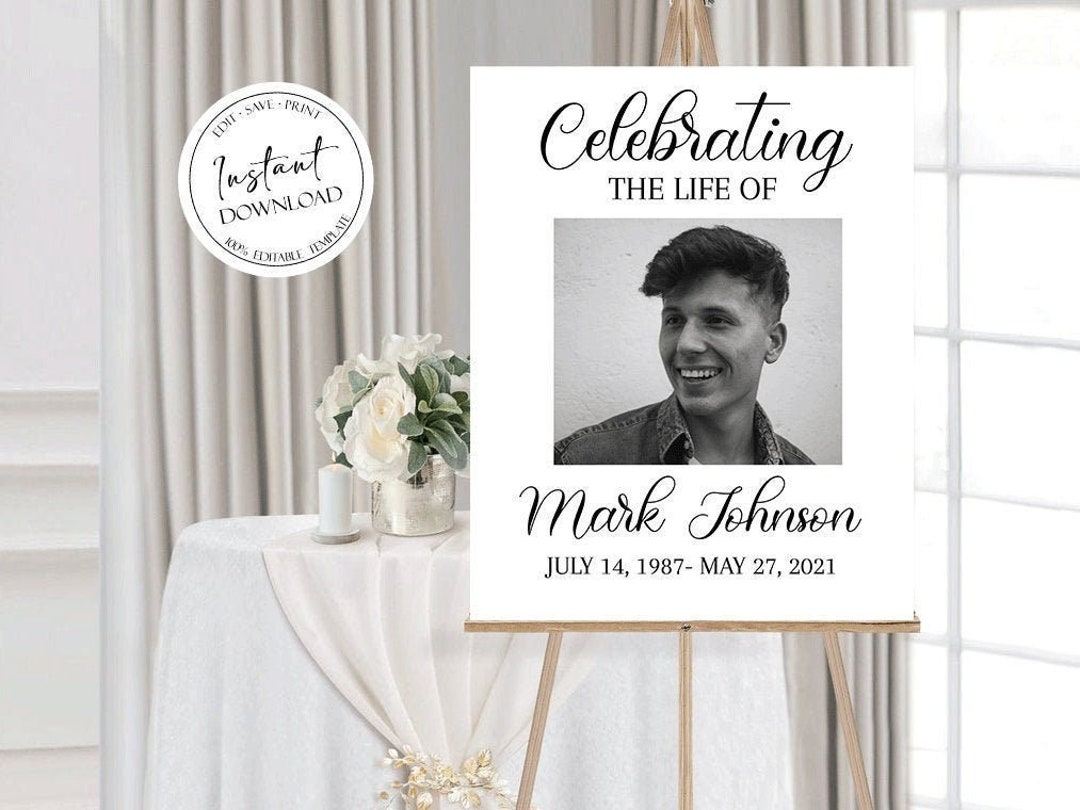 Celebration of Life Welcome Sign, Simple Funeral Welcome Sign, in ...
