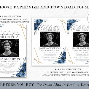 Editable Blue Funeral Bundle, Memorial Package, Celebration of Life ...