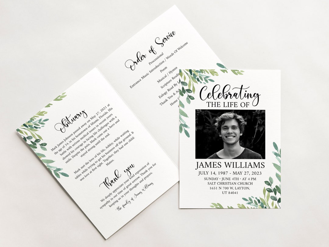 11x17 Funeral Program Template, Celebration of Life Program, Memorial ...