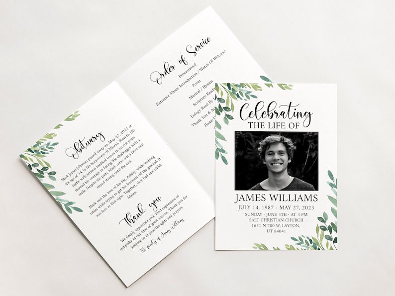 11x17 Funeral Program Template Celebration of Life Program - Etsy