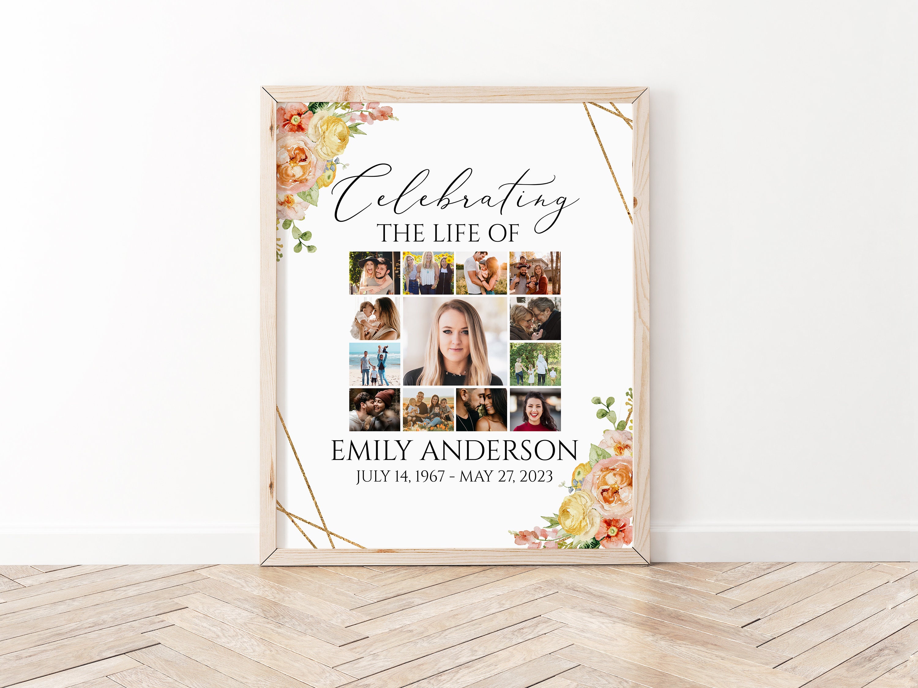 Celebration of Life Photo Collage Funeral Welcome Sign | Etsy