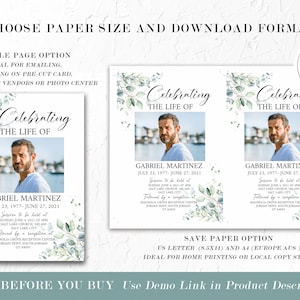 Greenery Watercolor Funeral Bundle, Greenery Memorial Package ...