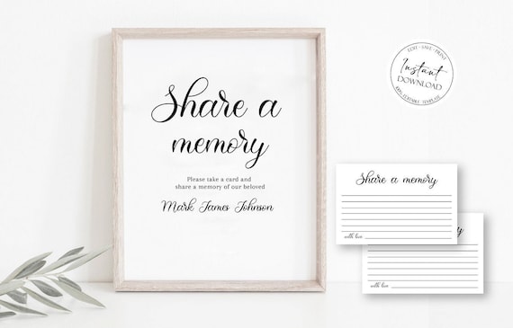 Share a Memory Funeral Sign Share a Memory Card Simple - Etsy