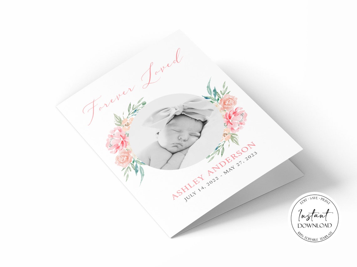 Baby Funeral Program Funeral Service Program Template for - Etsy