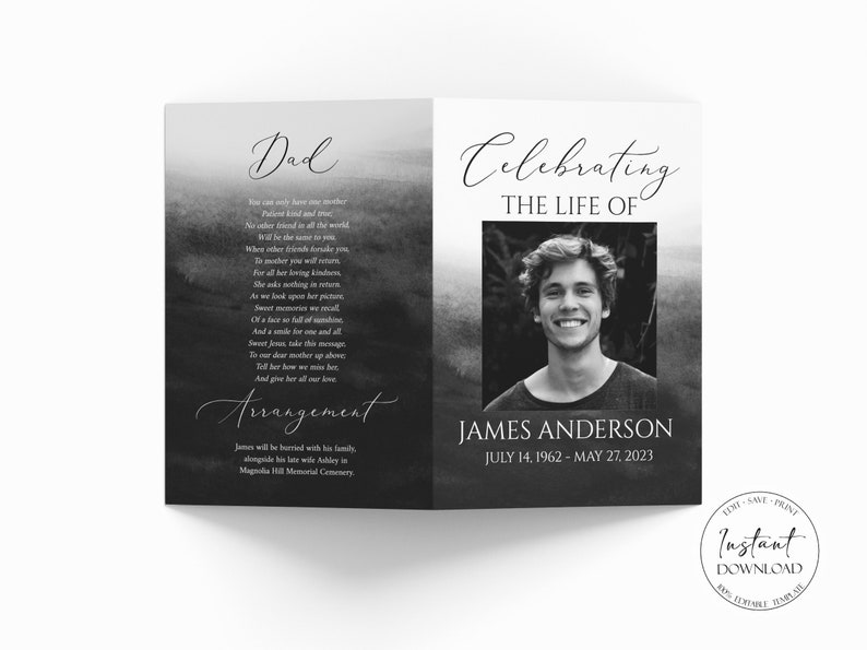 8 Page Funeral Program Template Celebration of Life Program - Etsy