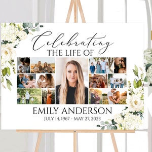 Celebration of Life Multiple Photos Funeral Welcome Sign, White ...