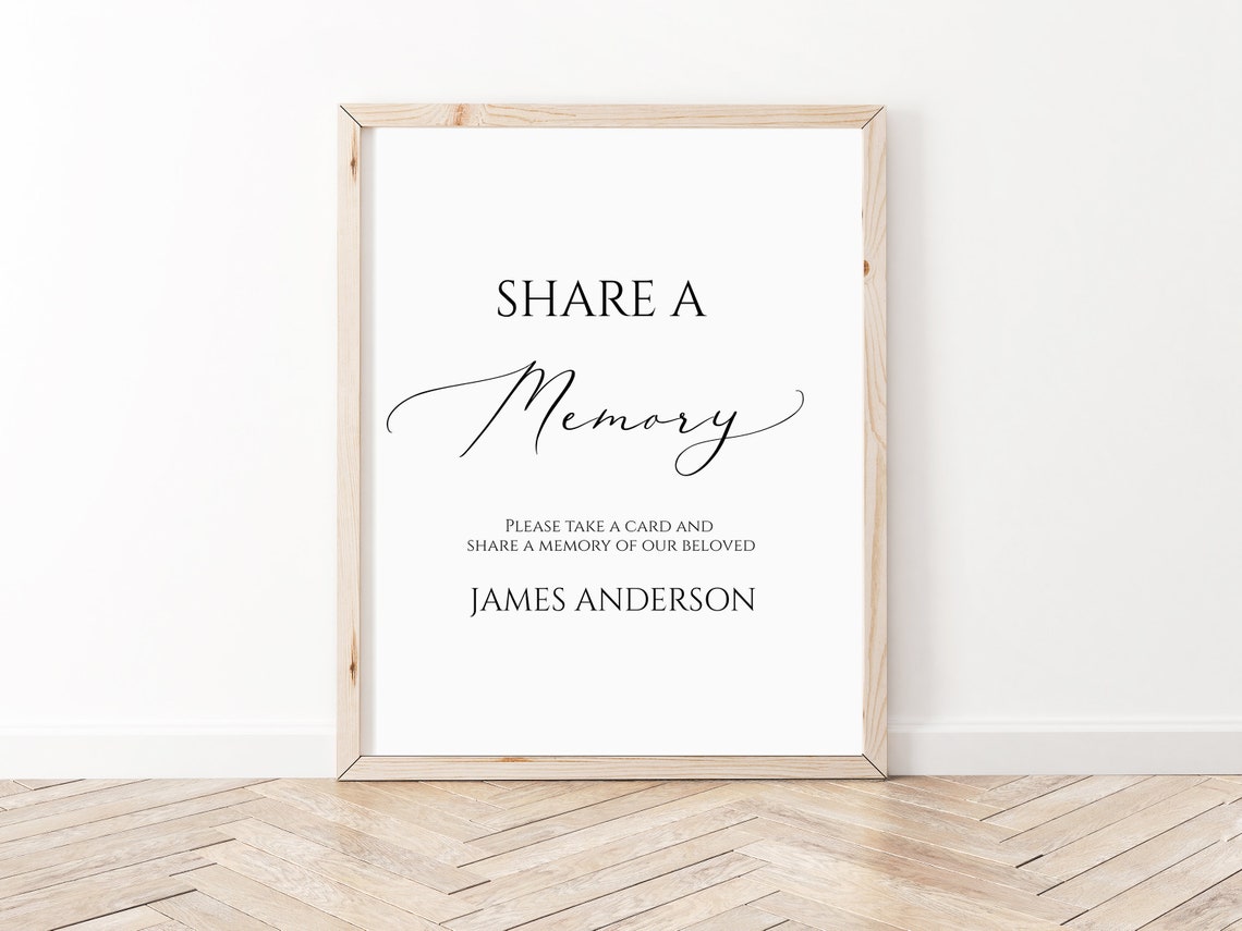 Share a Memory Funeral Sign and Share a Memory Card Simple - Etsy