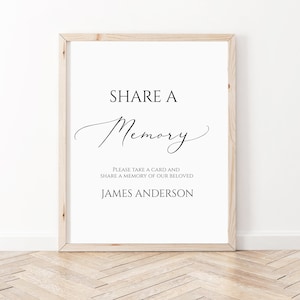 Share a Memory Funeral Sign and Share a Memory Card, Simple Funeral ...