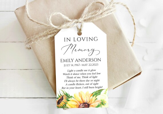 Celebration of Life Invitation Funeral Favor Tag Template - Etsy