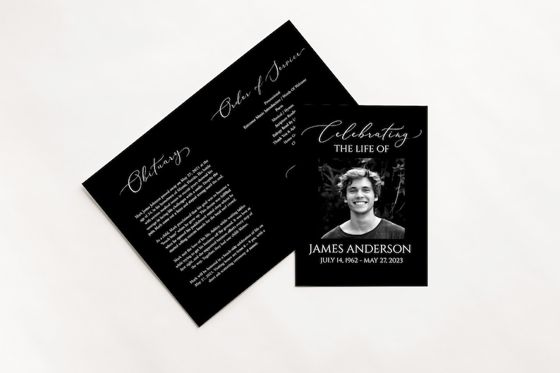 Celebration of Life Funeral Program Black Funeral Memorial - Etsy