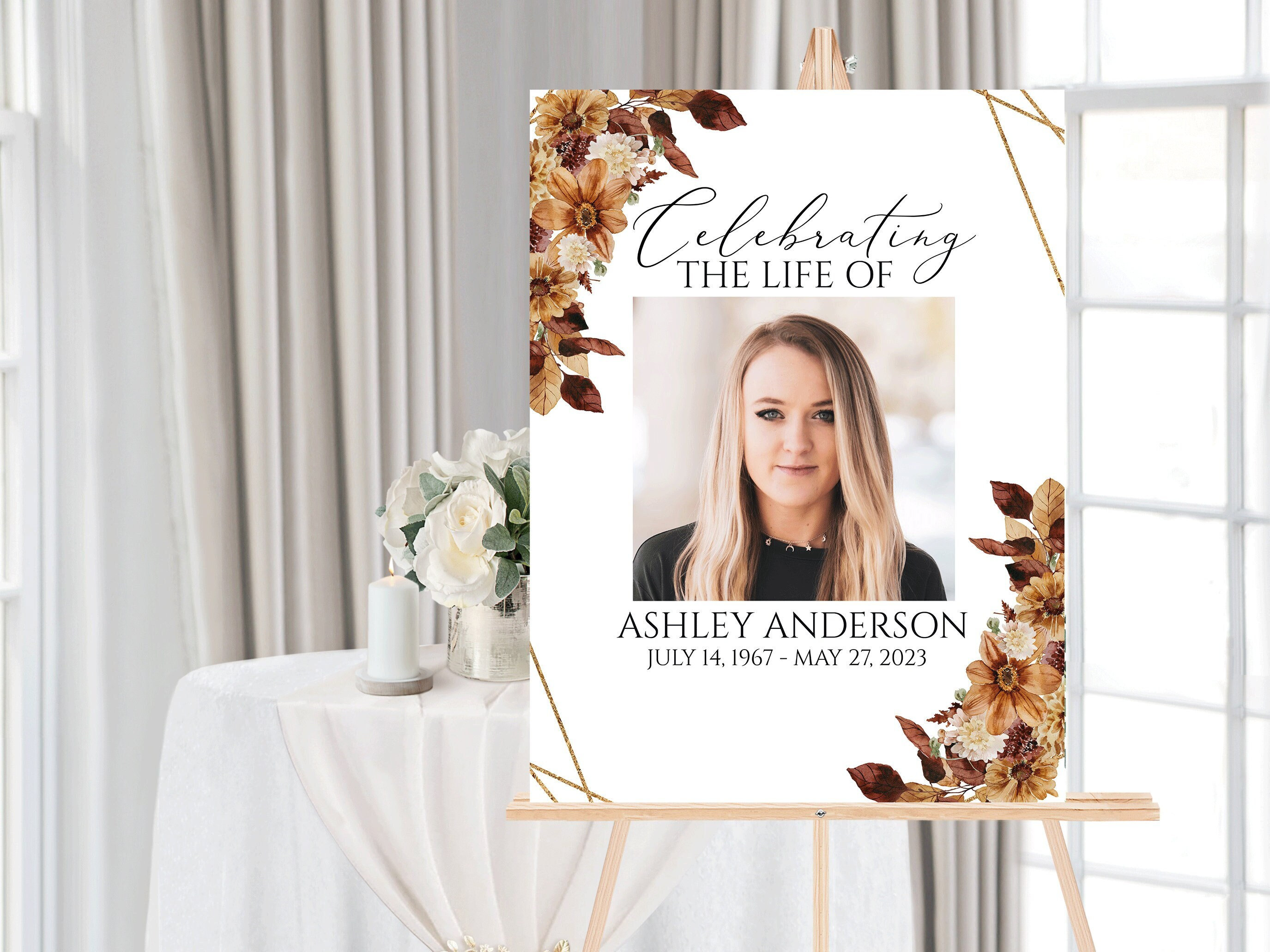 Celebration of Life Welcome Sign, Fall Funeral Welcome Sign, in Loving ...