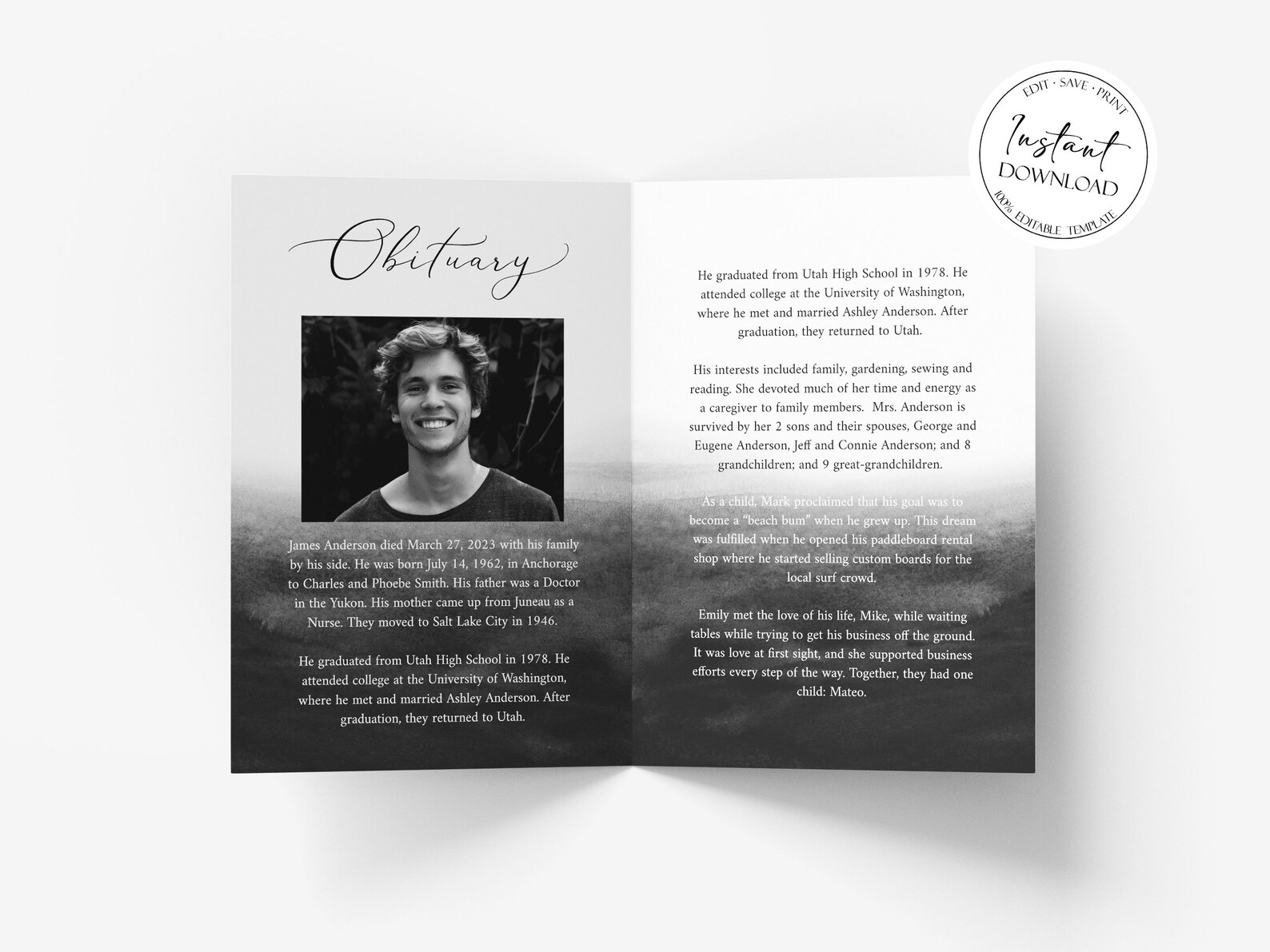 8 Page Funeral Program Template Celebration of Life Program - Etsy