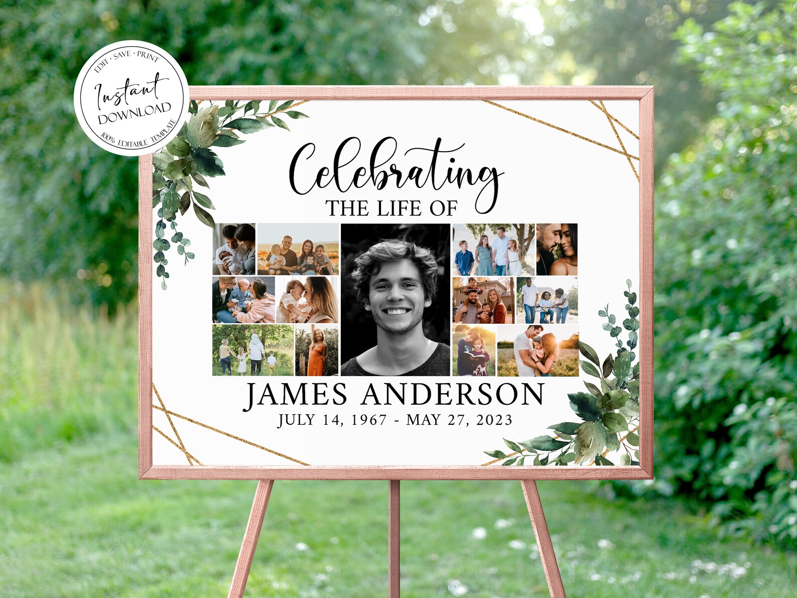 Celebration of Life Multiple Photos Funeral Welcome Sign Editable ...