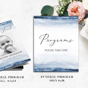 Blue Watercolor Baby Funeral Bundle Template Memorial Package ...