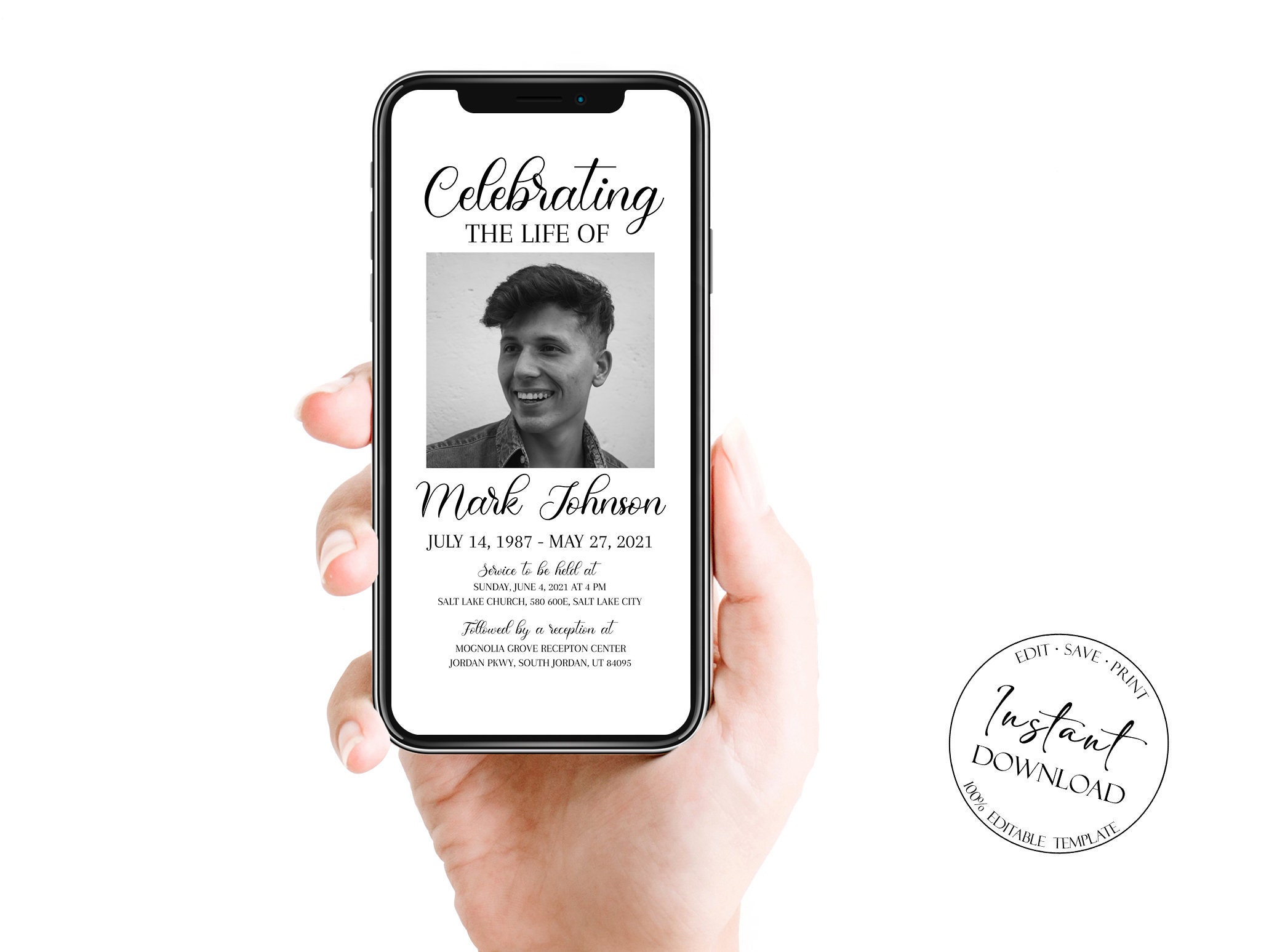 Celebration of Life Digital Funeral Invitation Funeral | Etsy