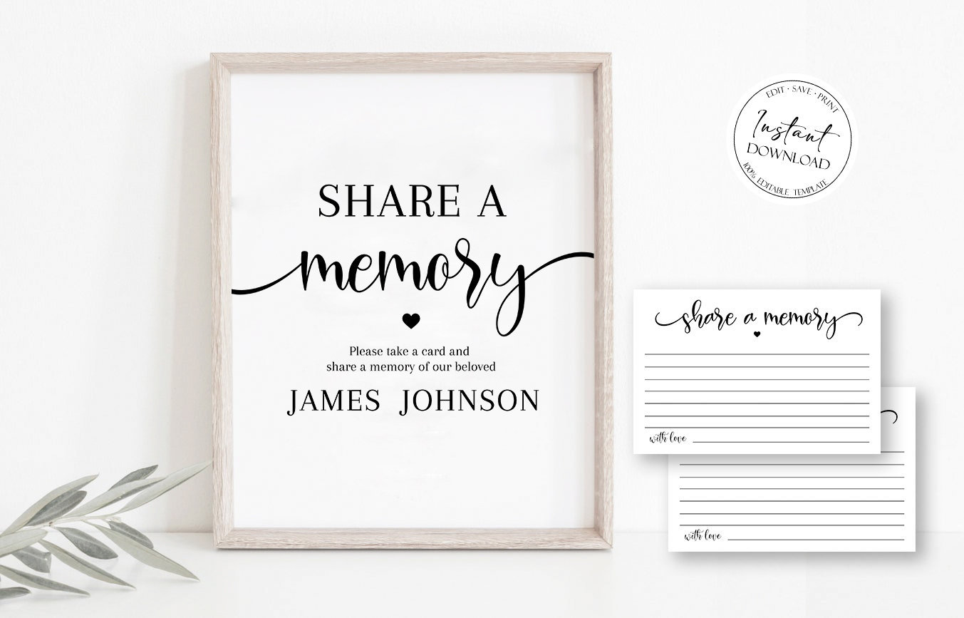 Share a Memory Funeral Sign and Share a Memory Card Simple - Etsy Share a Memory Funeral Sign and Share a Memory Card Simple - Etsy