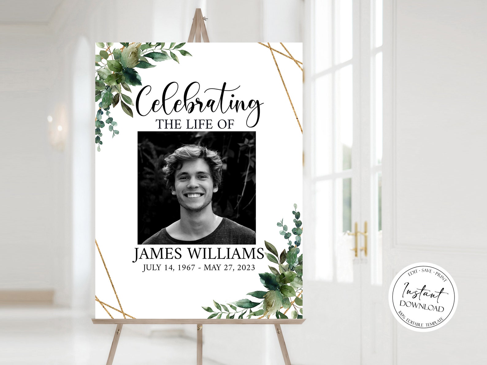 Celebration of Life Welcome Sign Gold Funeral Welcome Sign - Etsy