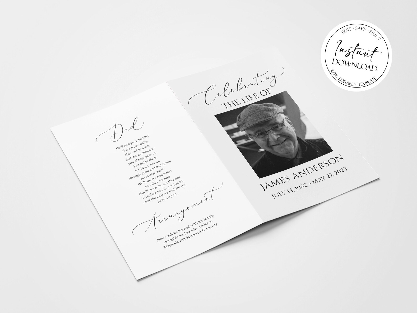 11x17 Funeral Program Template Celebration of Life Funeral - Etsy