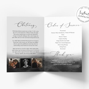 Celebration of Life Black Funeral Program, Black Watercolor Funeral ...