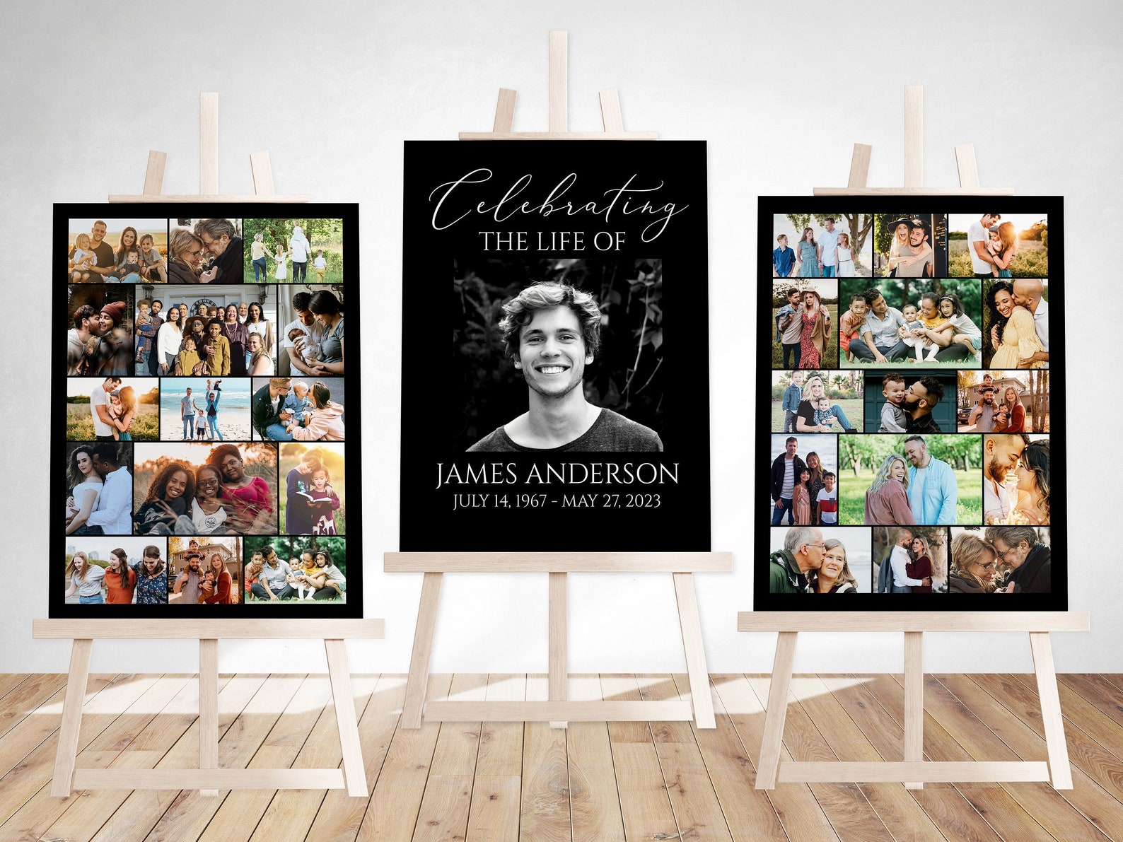 Celebration of Life Funeral Poster Editable Black Photo - Etsy