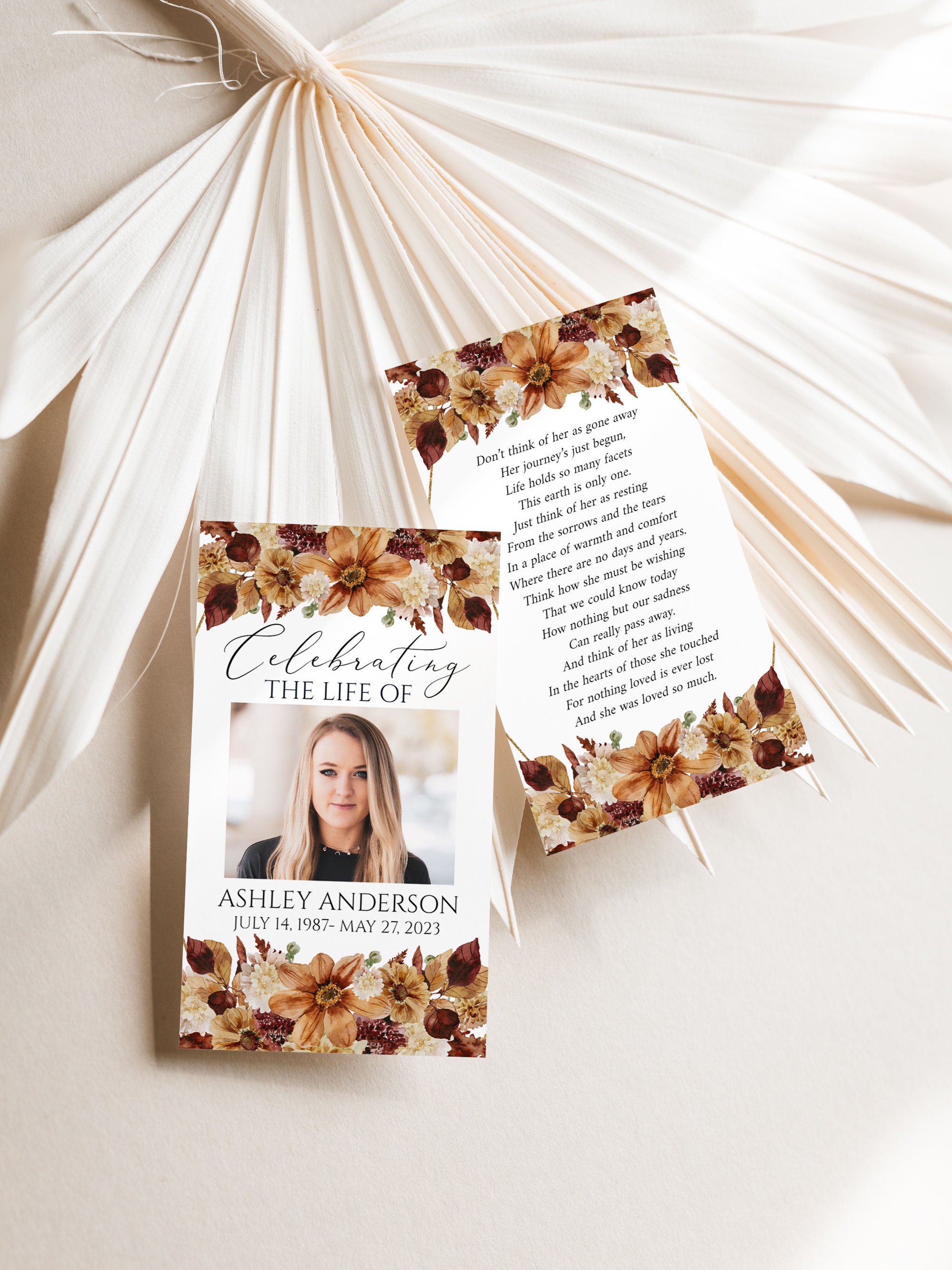 Editable Funeral Prayer Cards Template Printable Fall - Etsy
