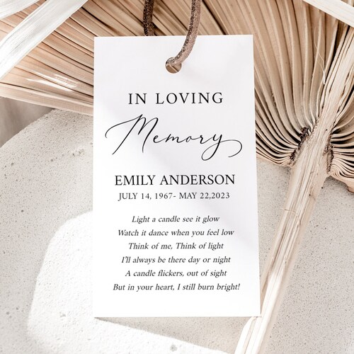 Celebration of Life Christmas Funeral Favor Tag Template - Etsy