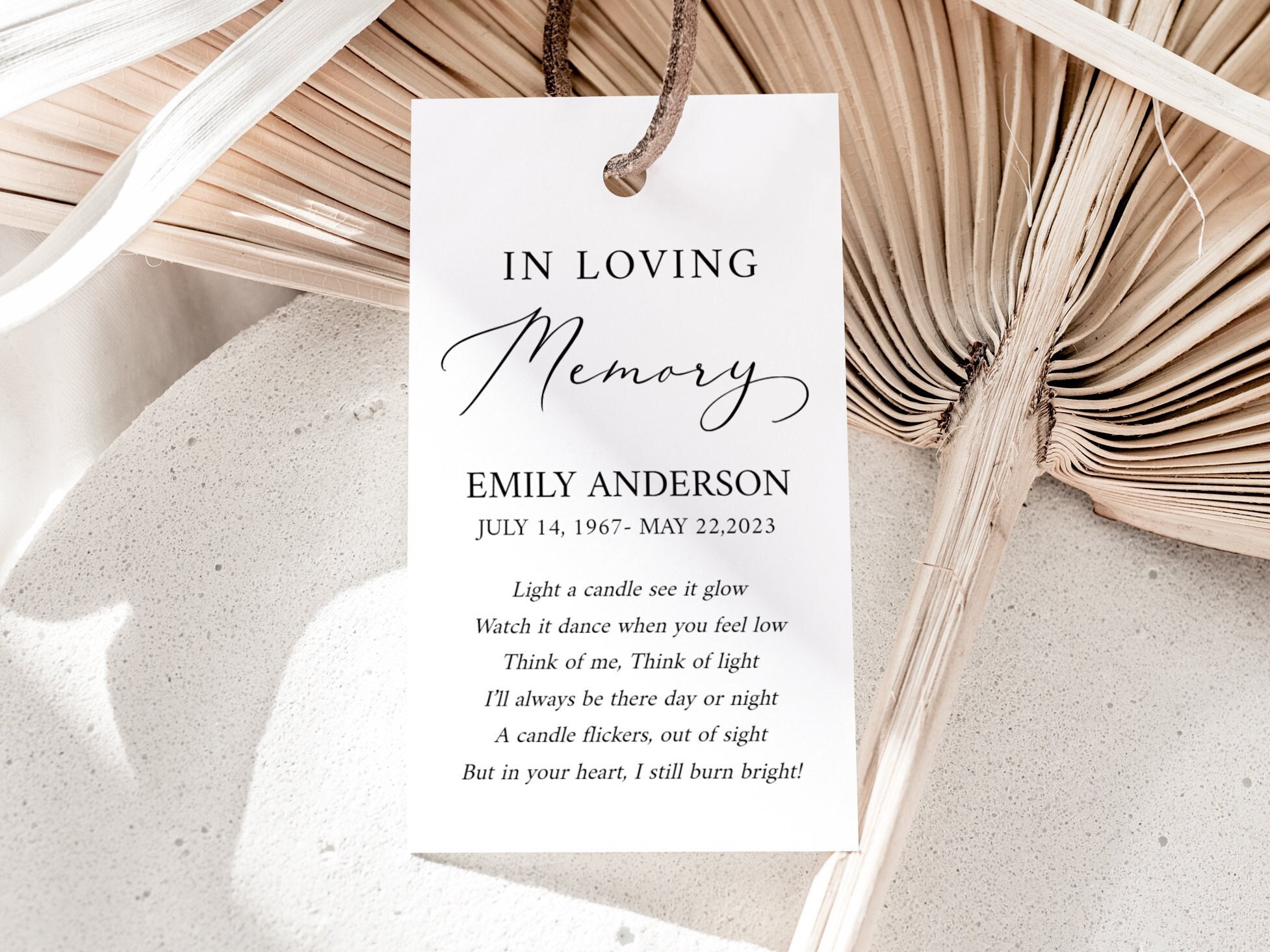 Celebration of Life Invitation Funeral Favor Tag Template, Memorial ...